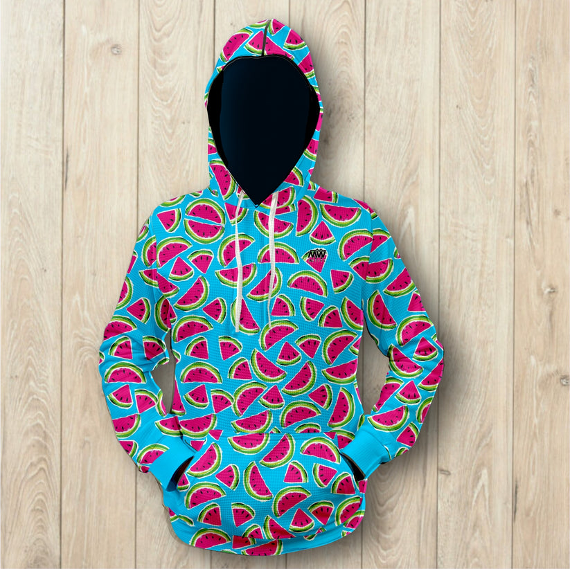 Blue Watermelon Unisex Waffle Hoodie (2953) – Martin West Designs
